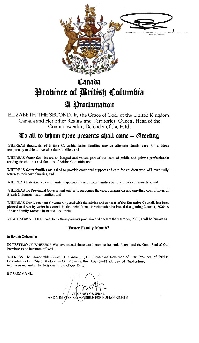 Proclamation, Order in Council No. 1324, OIC Resume No. 21