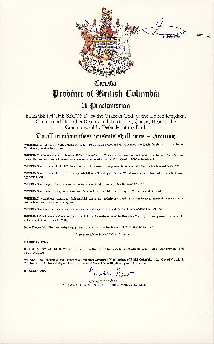 Proclamation, OIC Resume No. 5